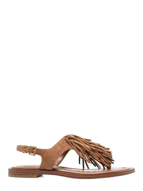 Michael Kors Indra Suede Fringe Slingback Sandals - Brown