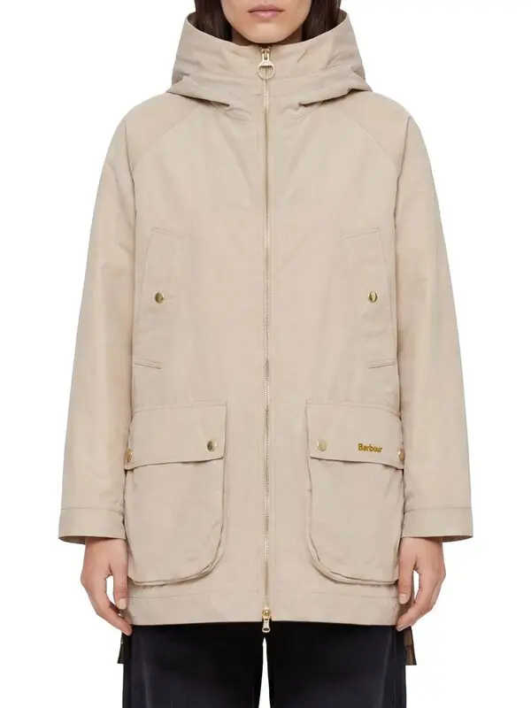 Barbour Hooded Zip-up Jacket - Beige
