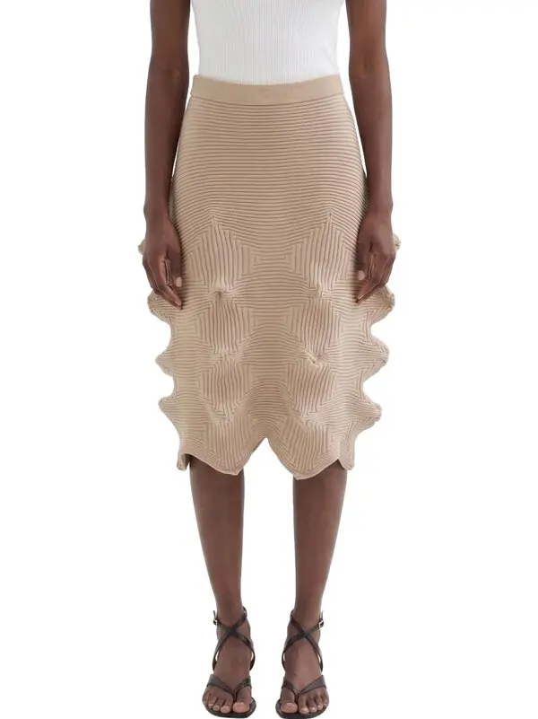 Issey Miyake Pleated Midi Skirt - Beige