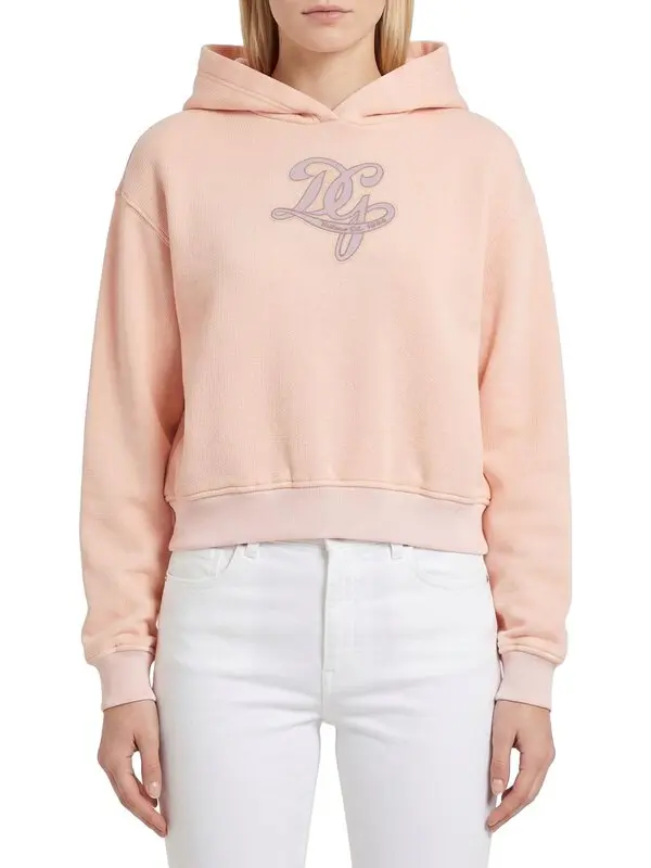 Dolce & Gabbana Cropped Logo Hoodie - Pink