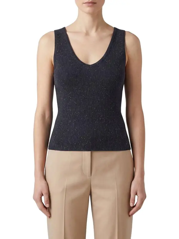 Brunello Cucinelli Ribbed Knit Tank Top - Blue