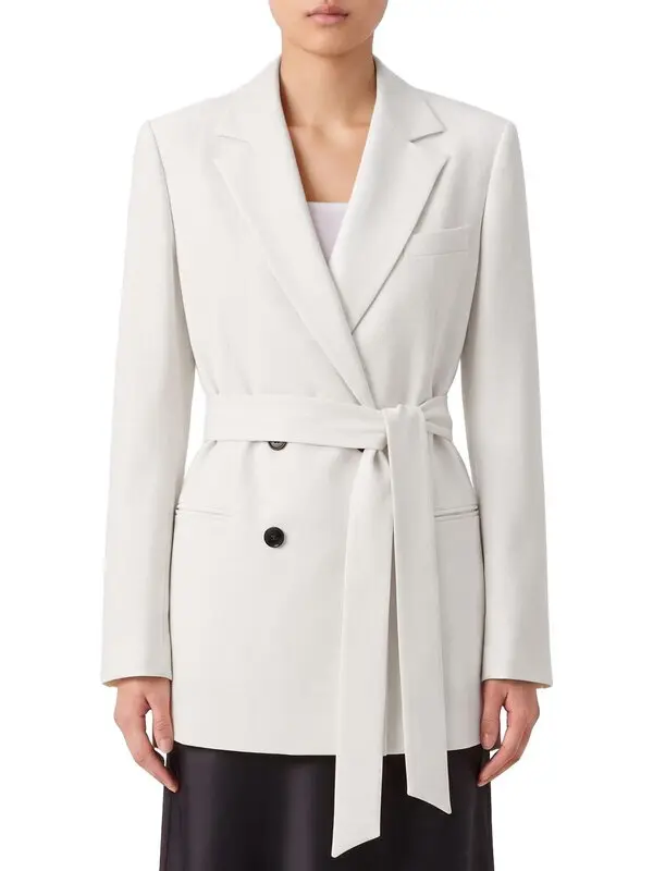 Kiton Blazer With Silk Belt - White