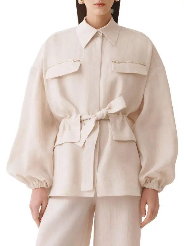 Fabiana Filippi Tie Detailed Jacket - Natural