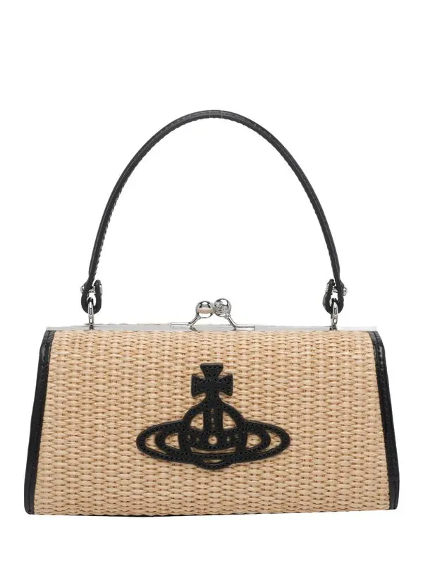 VIVIENNE WESTWOOD Woven Clutch With Orb Applique - Beige