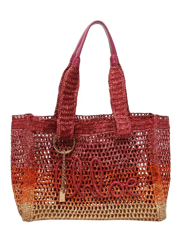 Chloé Summer Banana Crochet Raffia Shoulder Bag - Multicolor