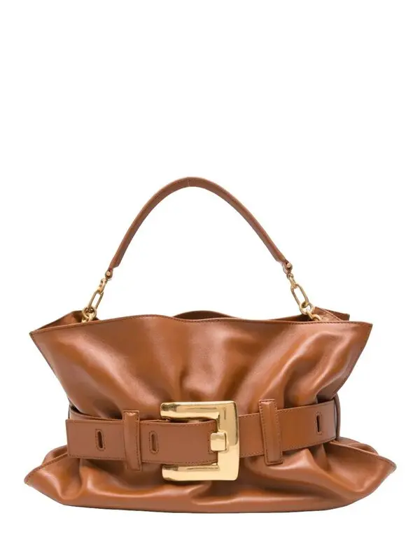 Balmain Buckled Shoulder Bag - Brown