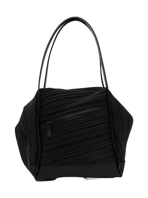 Issey Miyake Polyester Pleated Shoulder Bag - Black