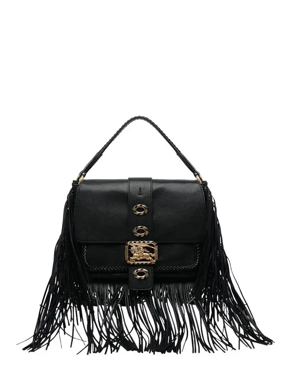 Burberry Leather Fringe Shoulder Bag - Black