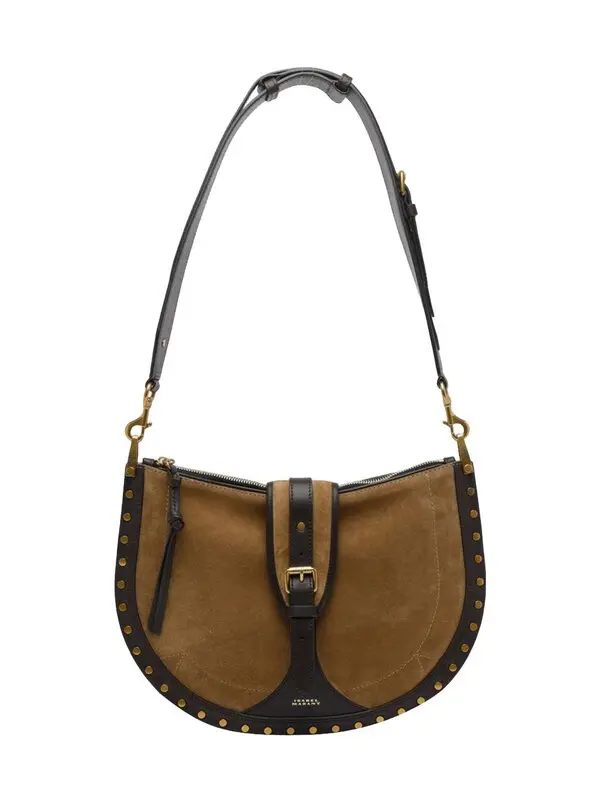 Isabel Marant Studded Suede Shoulder Bag - Brown