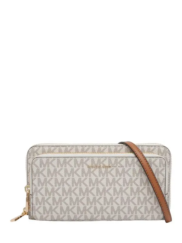 Michael Kors Coated Cotton Mk Monogram Crossbody Bag - Beige