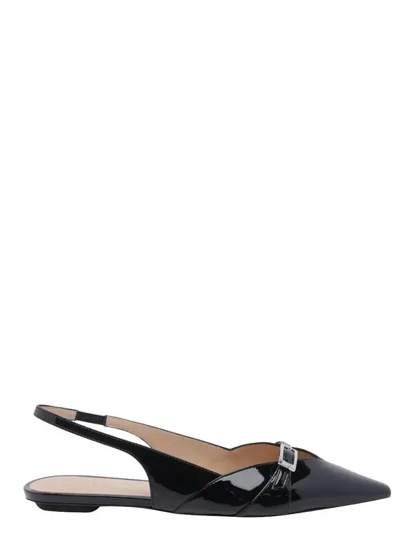 STUART WEITZMAN Patent Leather Slingback Ballerinas - Black