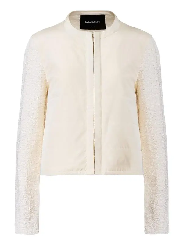 Fabiana Filippi Zip-up Jacket With Textured Sleeves - Butter