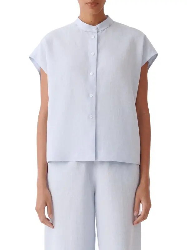 Fabiana Filippi Mandarin Collar Shirt - Gnawed Blue