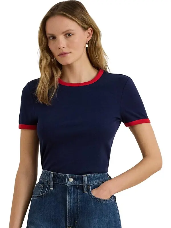 Ralph Lauren Stretch Cotton Crewneck T-shirt - Refined Navy/cruise Red