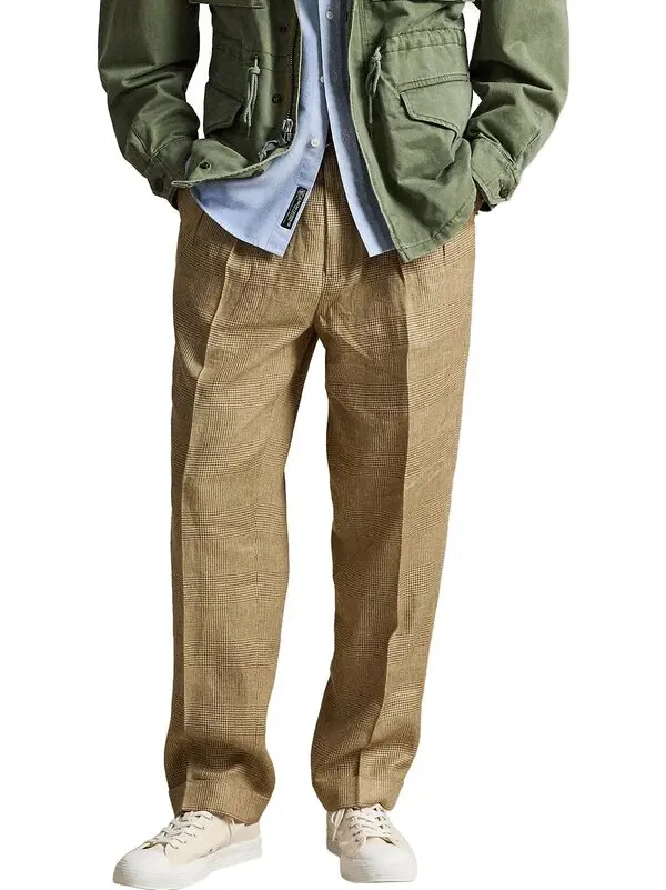 Ralph Lauren Whitman Relaxed Fit Glen Plaid Trousers - Brown Glenplaid