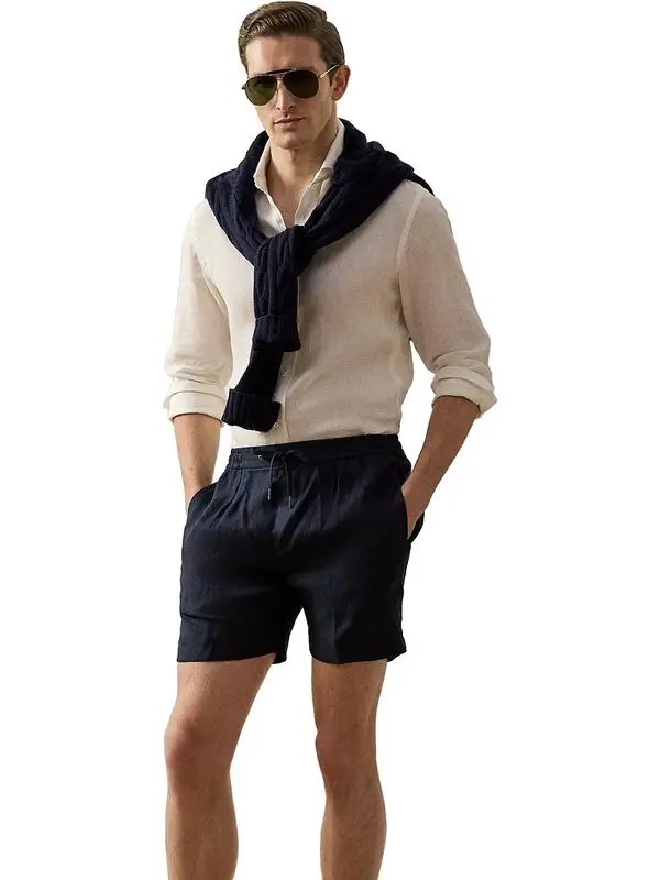 Ralph Lauren Hand-tailored Linen Drawstring Shorts - Classic Chairman Navy