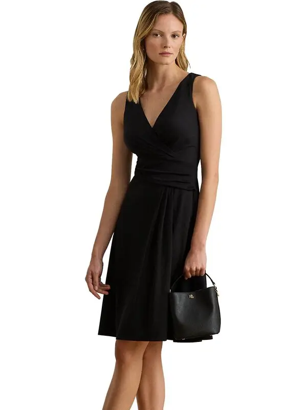 Ralph Lauren Sleeveless Jersey Surplice Dress - Black