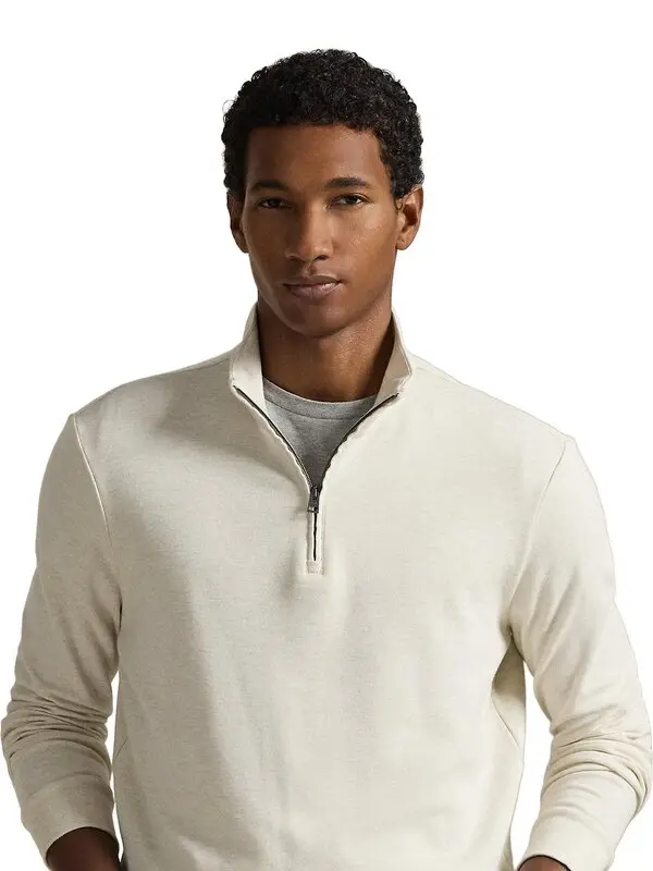 Ralph Lauren Textured Quarter-zip Pullover - Chalk Heather/nevis