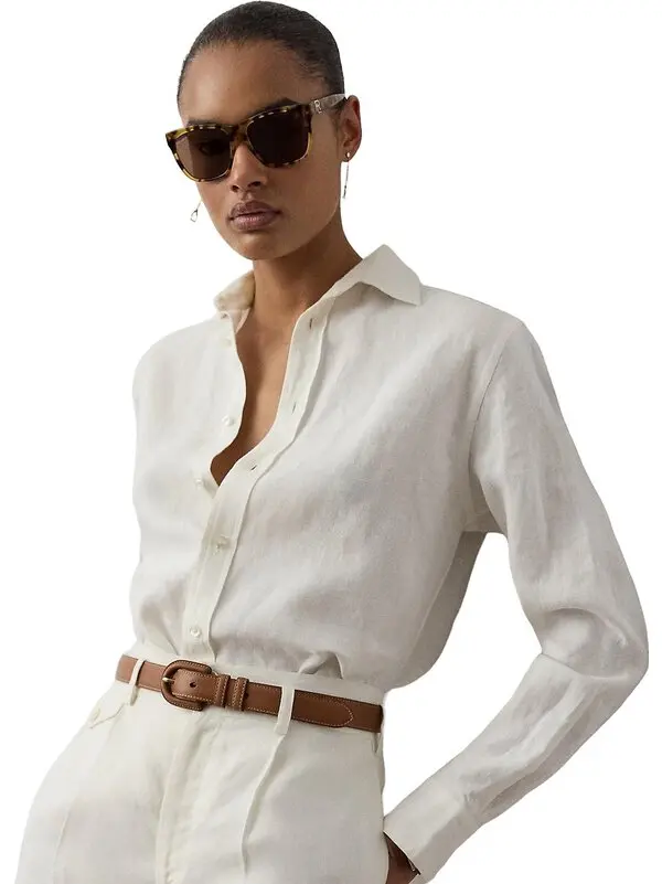 Ralph Lauren Adrien Relaxed Fit Linen Shirt - Cream