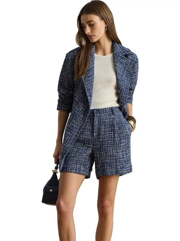 Ralph Lauren Pleated Bouclé Shorts - Navy Blue Multi