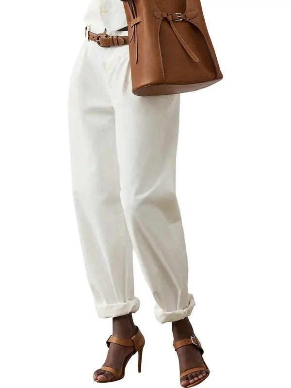 Ralph Lauren Fallon Pleated Cotton Chino Pant - White