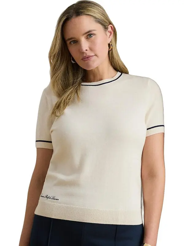 Ralph Lauren Short-sleeve Sweater - Mascarpone Cream/navy