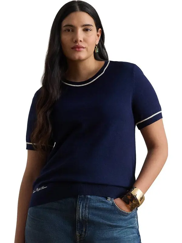 Ralph Lauren Short-sleeve Sweater - Refined Navy/cream