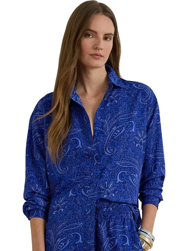 Ralph Lauren Relaxed Fit Paisley Crepe Shirt - Blue Multi
