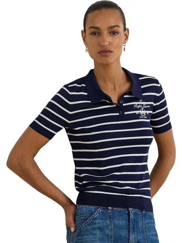 Ralph Lauren Striped Cotton-blend Polo Sweater - Refined Navy/white