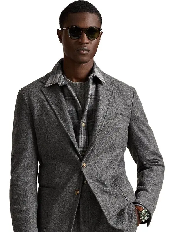 Ralph Lauren Polo Soft Modern Fit Knit Flannel Jacket - Medium Grey Heather