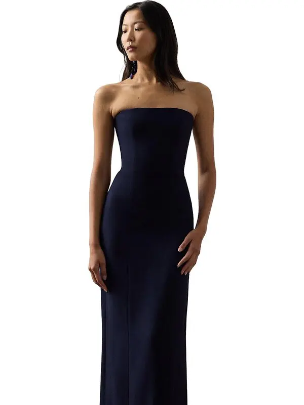 Ralph Lauren Shelly Strapless Silk Cady Evening Dress - Icon Navy