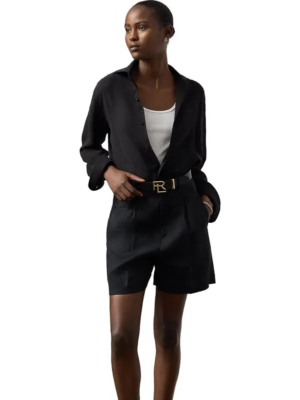 Ralph Lauren Tracy Pleated Linen Short - Black