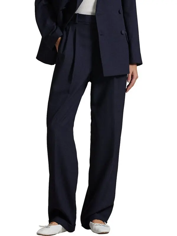 Ralph Lauren Wool Bacall Wide-leg Pants - Navy
