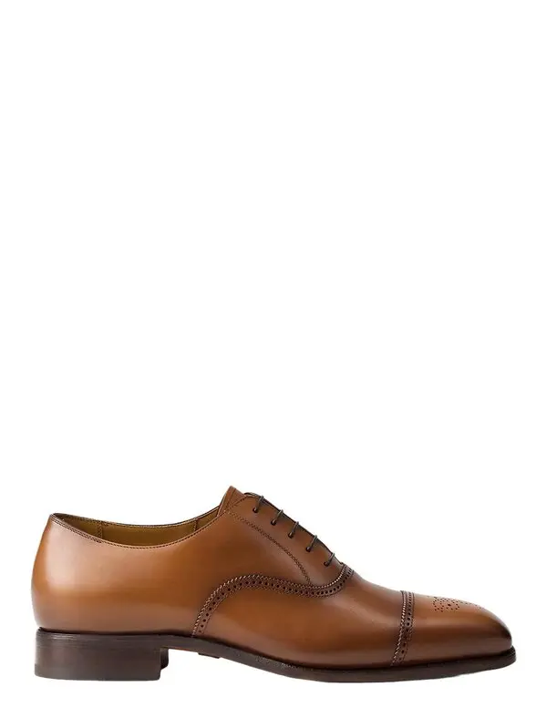 Ralph Lauren Denver Burnished Calfskin Cap-toe Shoe - Tan