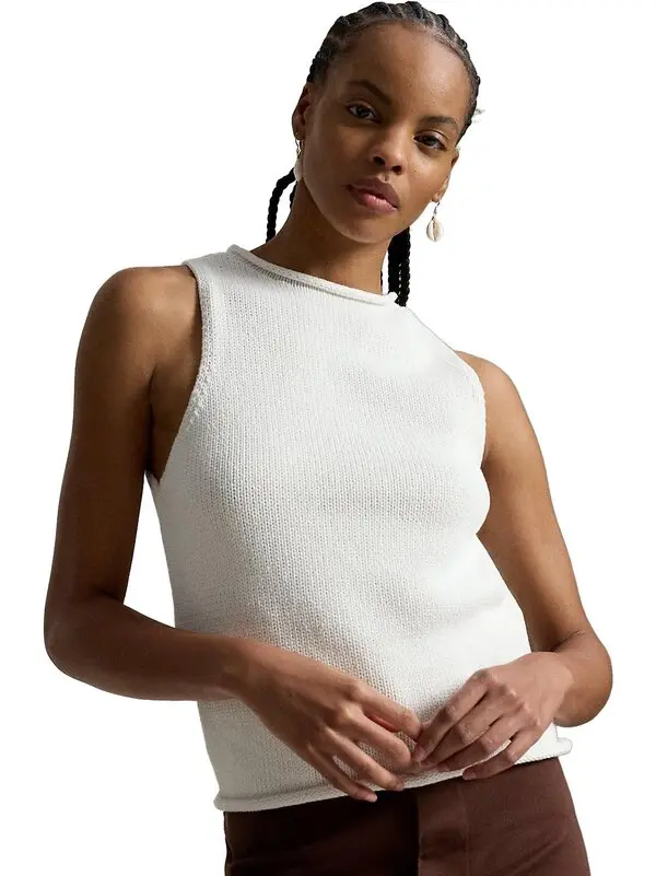 Ralph Lauren Sleeveless Linen-blend Sweater Tank - White