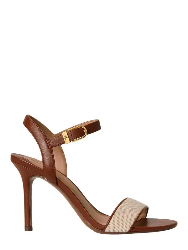 Ralph Lauren Gwen Nappa Leather & Canvas Sandal - Natural/buff/lauren Tan