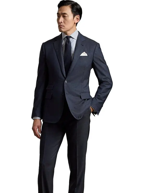 Ralph Lauren Kent Hand-tailored Glen Plaid Wool Suit - Soft Blue