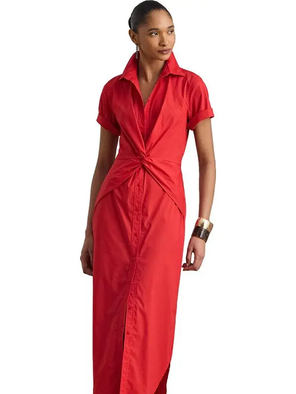 Ralph Lauren Twist-front Shirt Dress - Cruise Red
