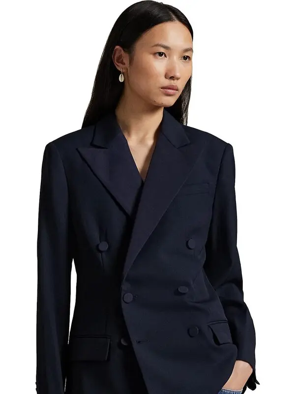 Ralph Lauren Double-breasted Wool Blazer With Silk Lapels - Rl Navy
