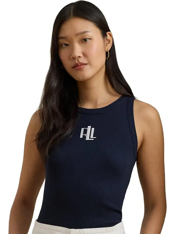 Ralph Lauren Logo-embroidered Stretch Cotton Tank Top - Lauren Navy