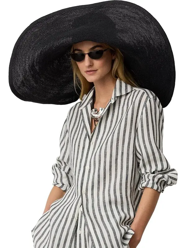 Ralph Lauren Capri Relaxed Fit Striped Linen Shirt - Black/white