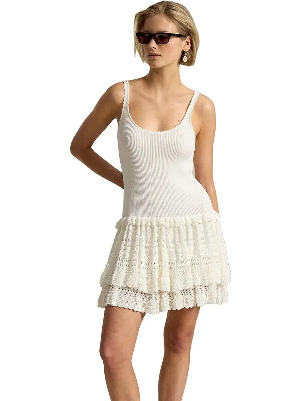 Ralph Lauren Tiered Pointelle Tank Dress - White