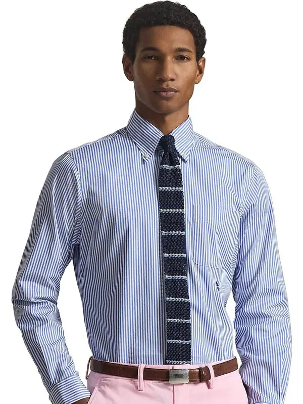 Ralph Lauren Classic Fit Striped Poplin Shirt - Blue/white