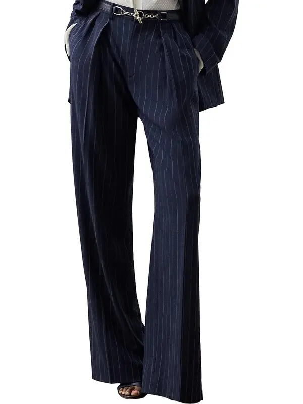 Ralph Lauren Jody Striped Wool Pant - Icon Navy Multi