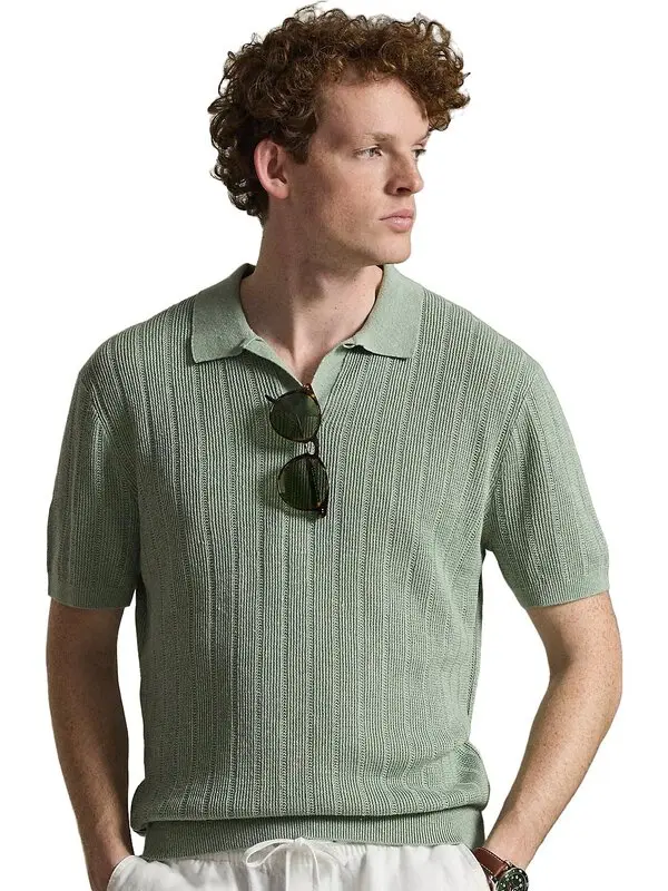 Ralph Lauren Linen Johnny-collar Sweater - Light Green