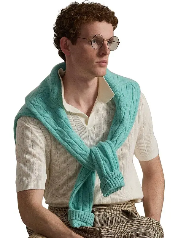 Ralph Lauren Linen Johnny-collar Sweater - Pale Cream