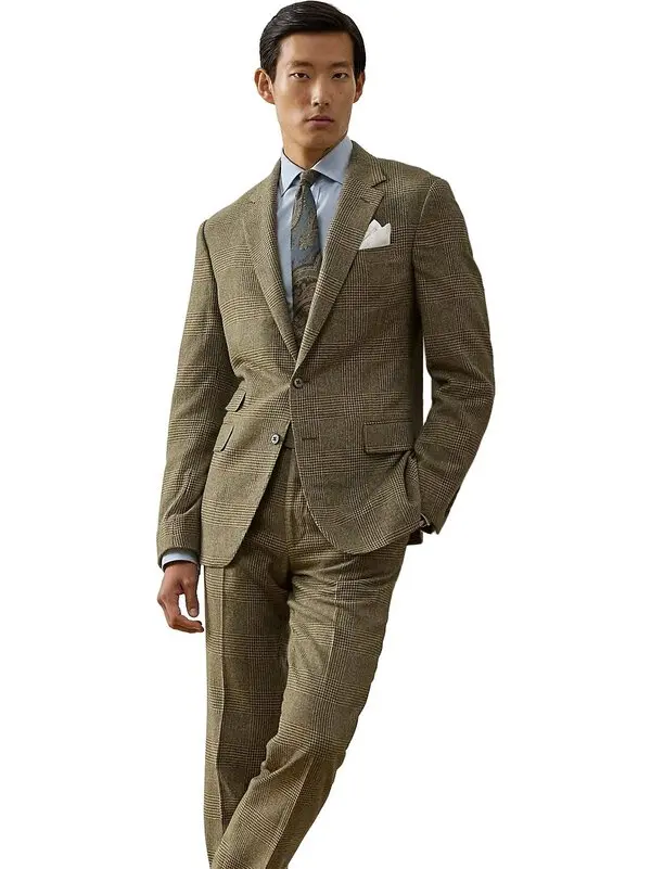 Ralph Lauren Gregory Plaid Suit Trousers - Artichoke Green Multi