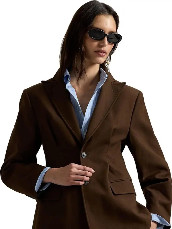 Ralph Lauren Single-breasted Cotton-wool Crepe Blazer - Dark Beech