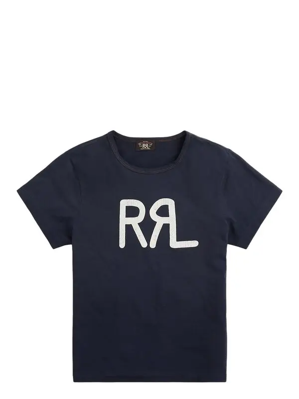 Ralph Lauren Logo Cotton Jersey Tee - Navy/white