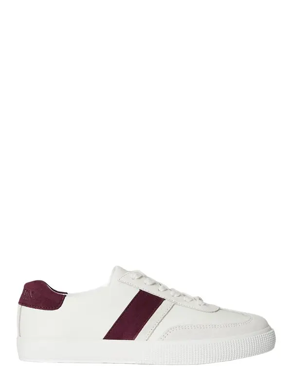 Ralph Lauren Leather & Suede Braylee Sneaker - Snow White/bianco/garnet